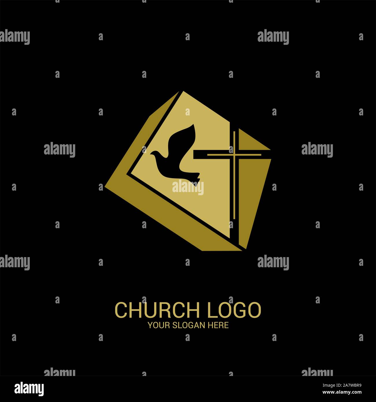 Church logo. Christian symbols. The cross of Jesus and the dove - a ...