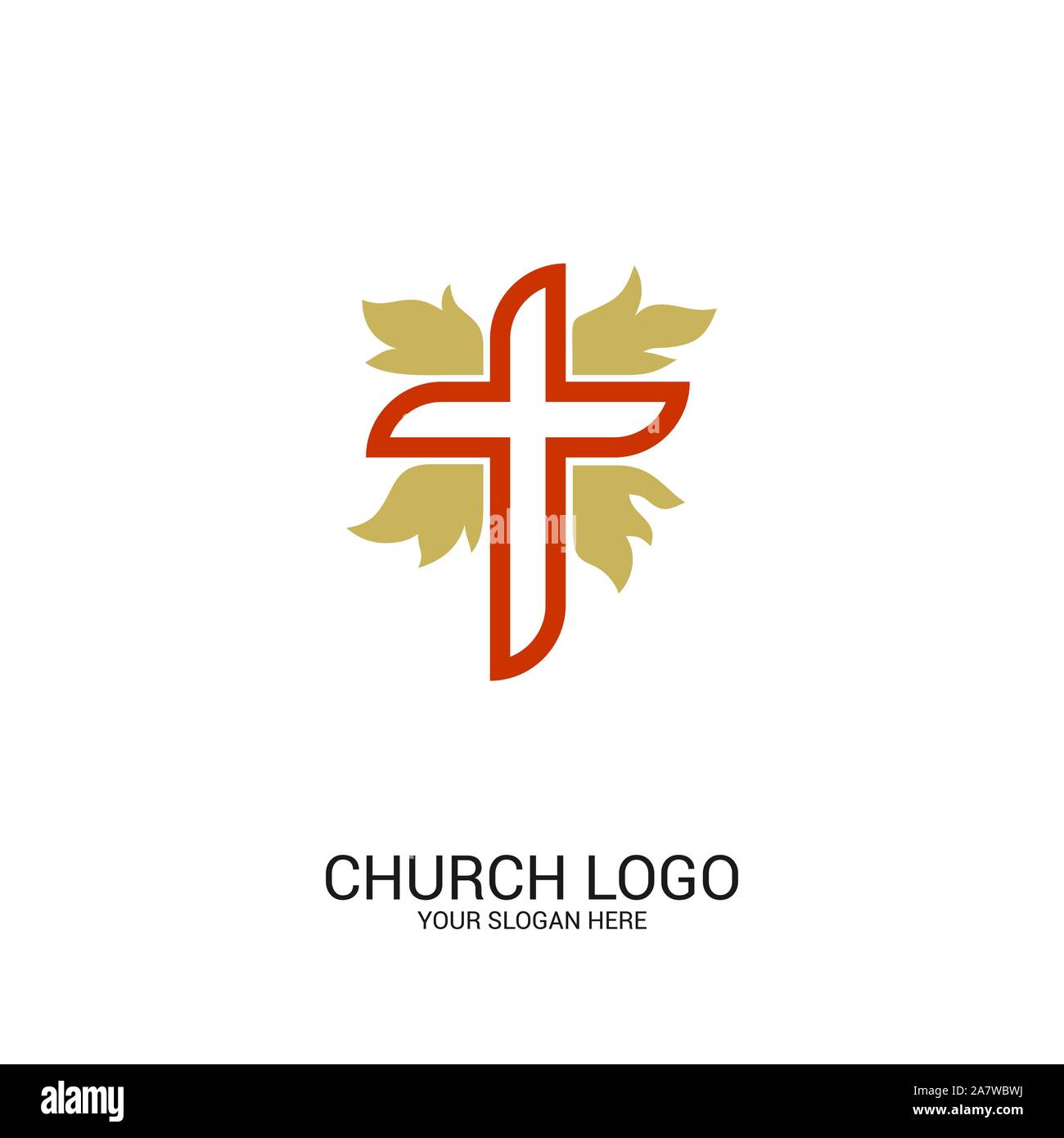 Church logo. Christian symbols. The Cross of the Savior Jesus and the ...