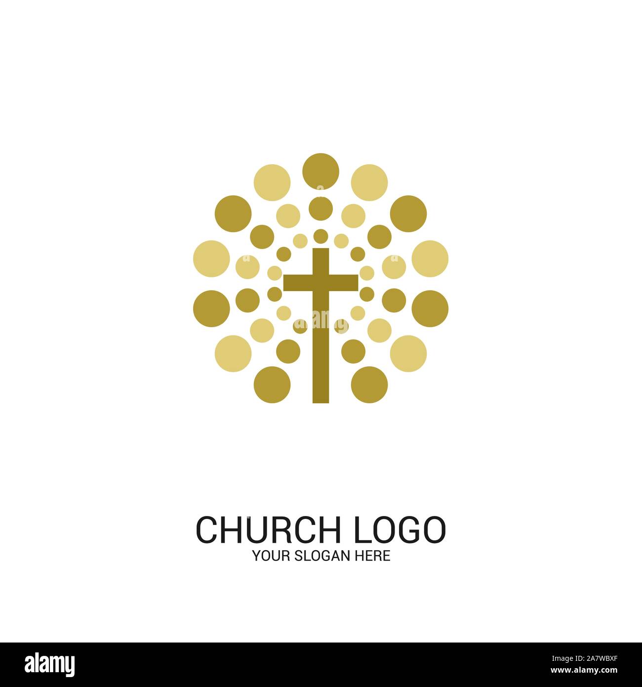 Church logo. Christian symbols. Jesus cross and circular glow Stock ...
