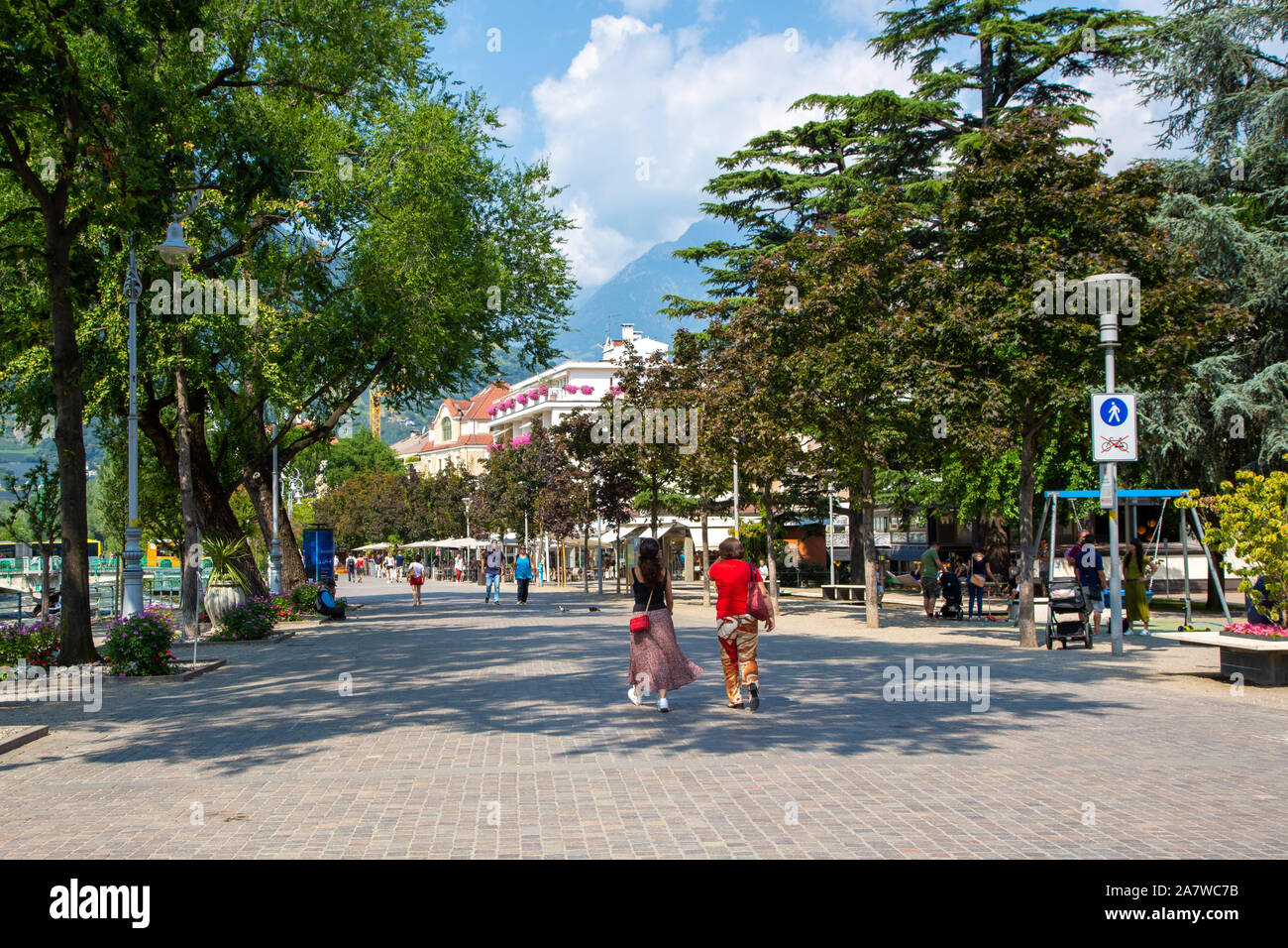 MERANO, ITALY - JULY 20, 2019 - Merano walking routes which invite ...