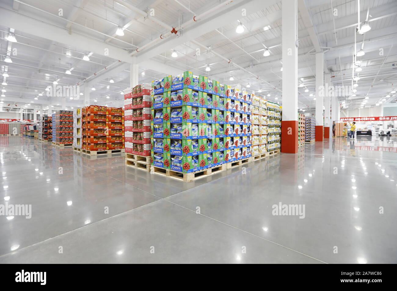 Interior view of the first brick-and-mortar store of Costco in the ...