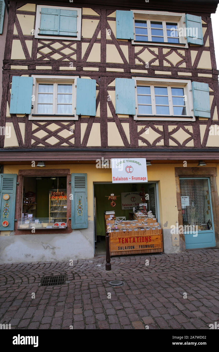 Shop selling Fromageand Saucisson, Colmar, Alsace, France Stock Photo ...