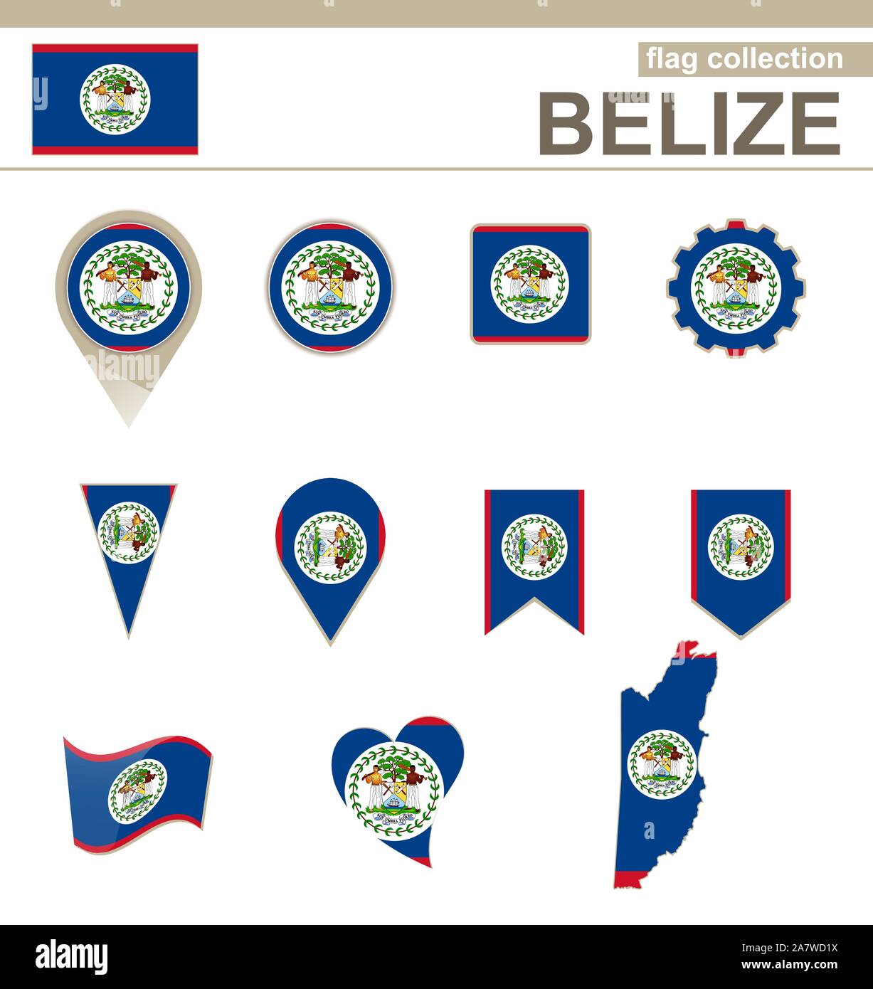 Official flag of belize Stock Vector Images - Alamy