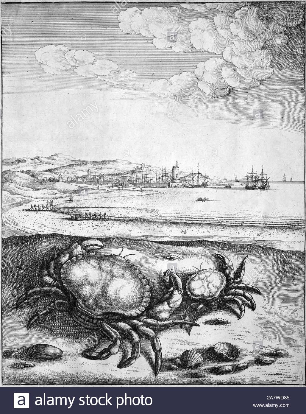 The Crab and its Mother, one of Aesop's Fables, etching by Bohemian ...