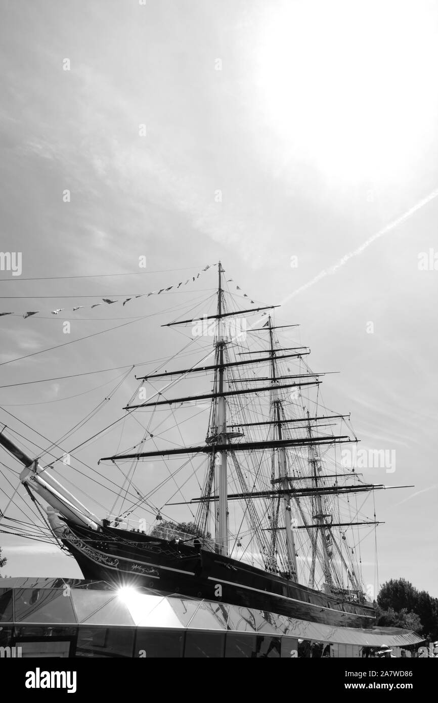 Greenwich historic ship Black and White Stock Photos & Images - Alamy