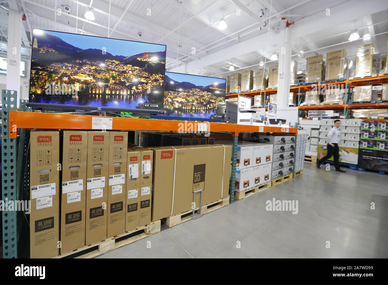 Interior view of the first brick-and-mortar store of Costco in the ...