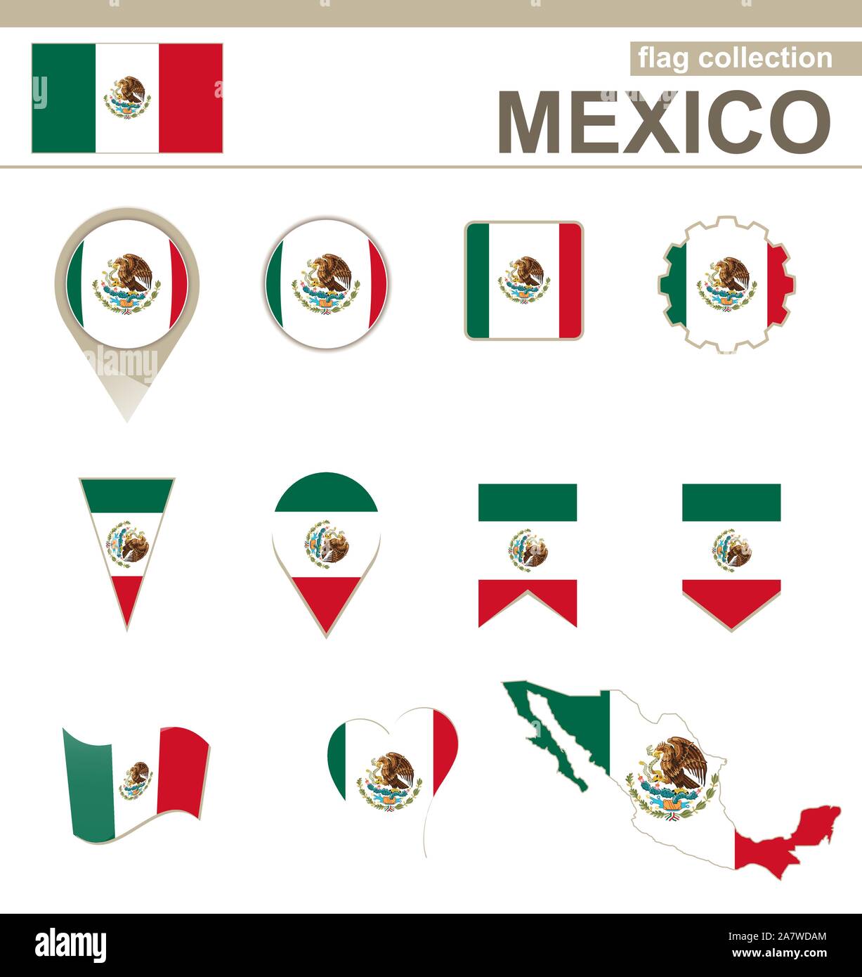 Mexico flag collection hi-res stock photography and images - Alamy