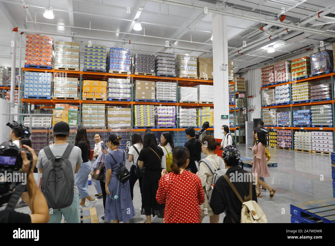 Interior view of the first brick-and-mortar store of Costco in the ...