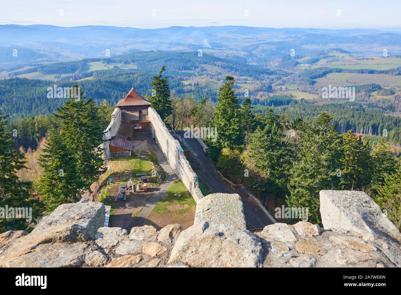 Kasperk castle, Sumava National Park (Bohemian forest), Czech Republic ...