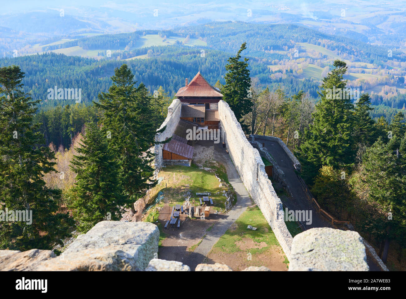 Kasperk castle, Sumava National Park (Bohemian forest), Czech Republic ...