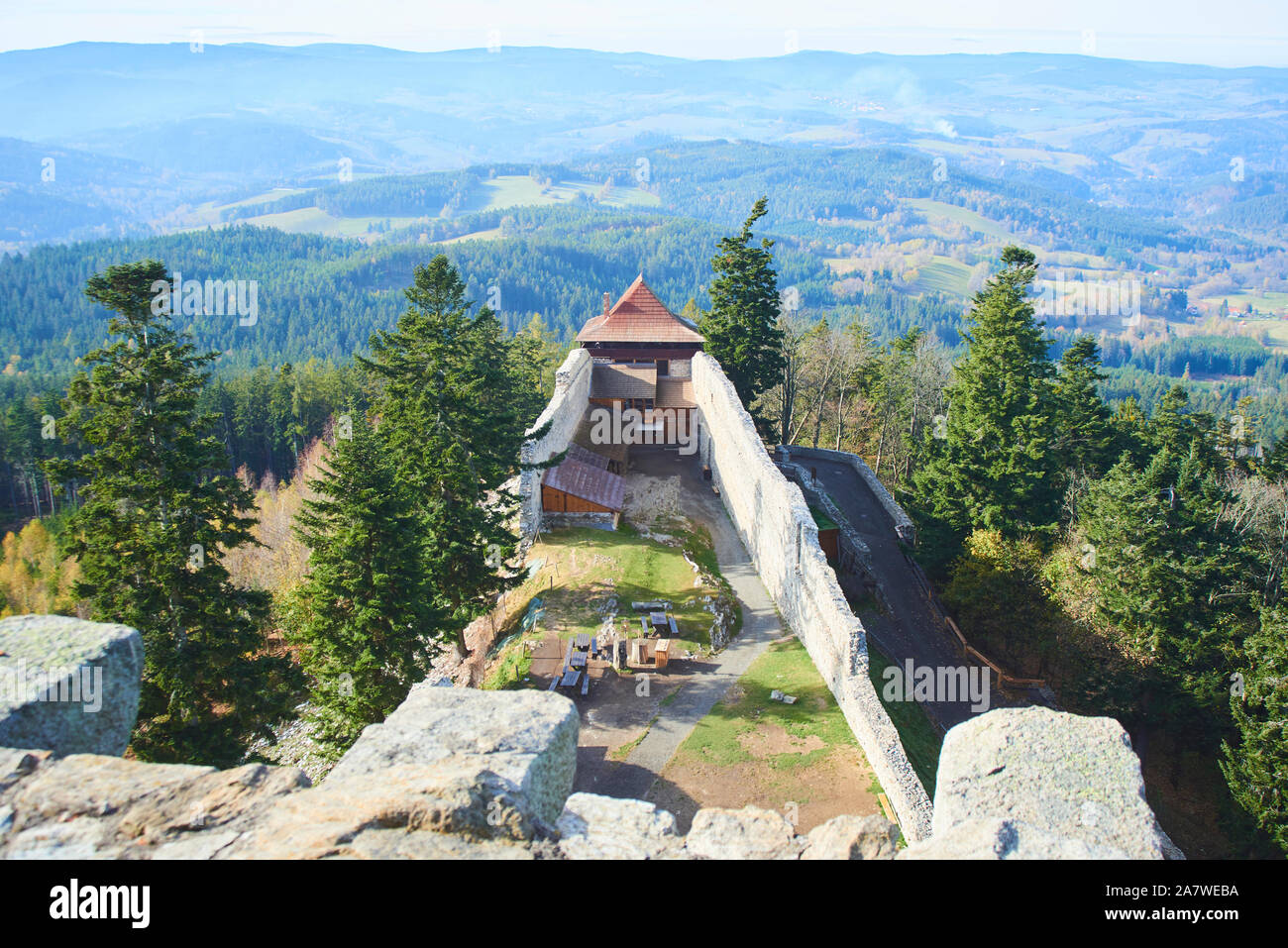 Kasperk castle, Sumava National Park (Bohemian forest), Czech Republic ...