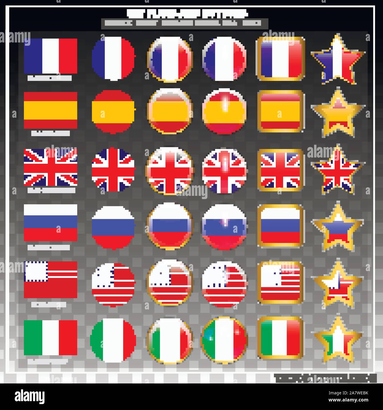 Bright set of banners with flags. Colorful illustration with flags of ...