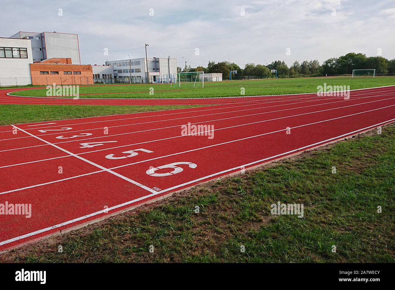Outdoor track and field stadium with runway outdoor, sports road with ...