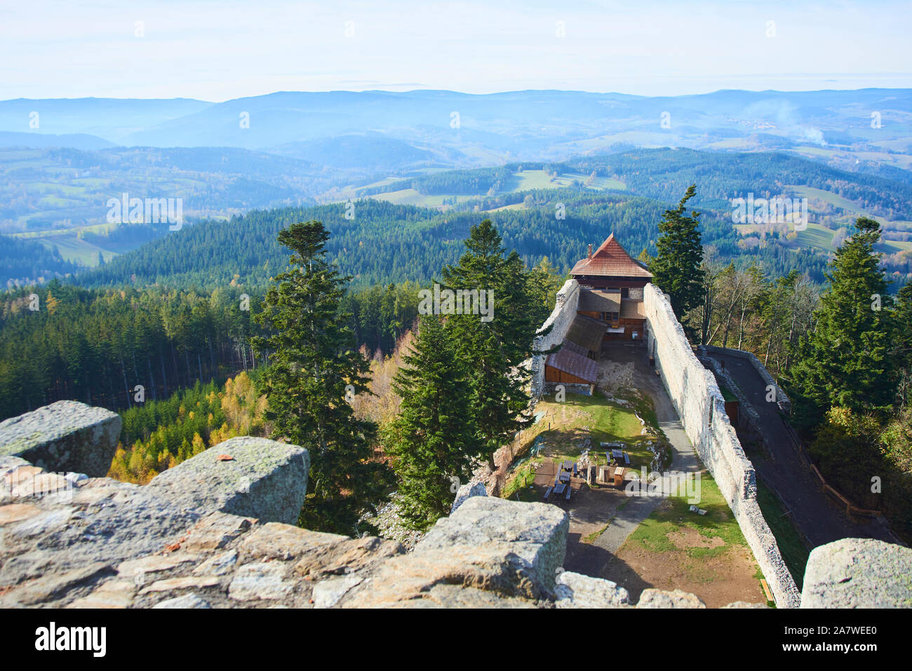 Kasperk castle, Sumava National Park (Bohemian forest), Czech Republic ...