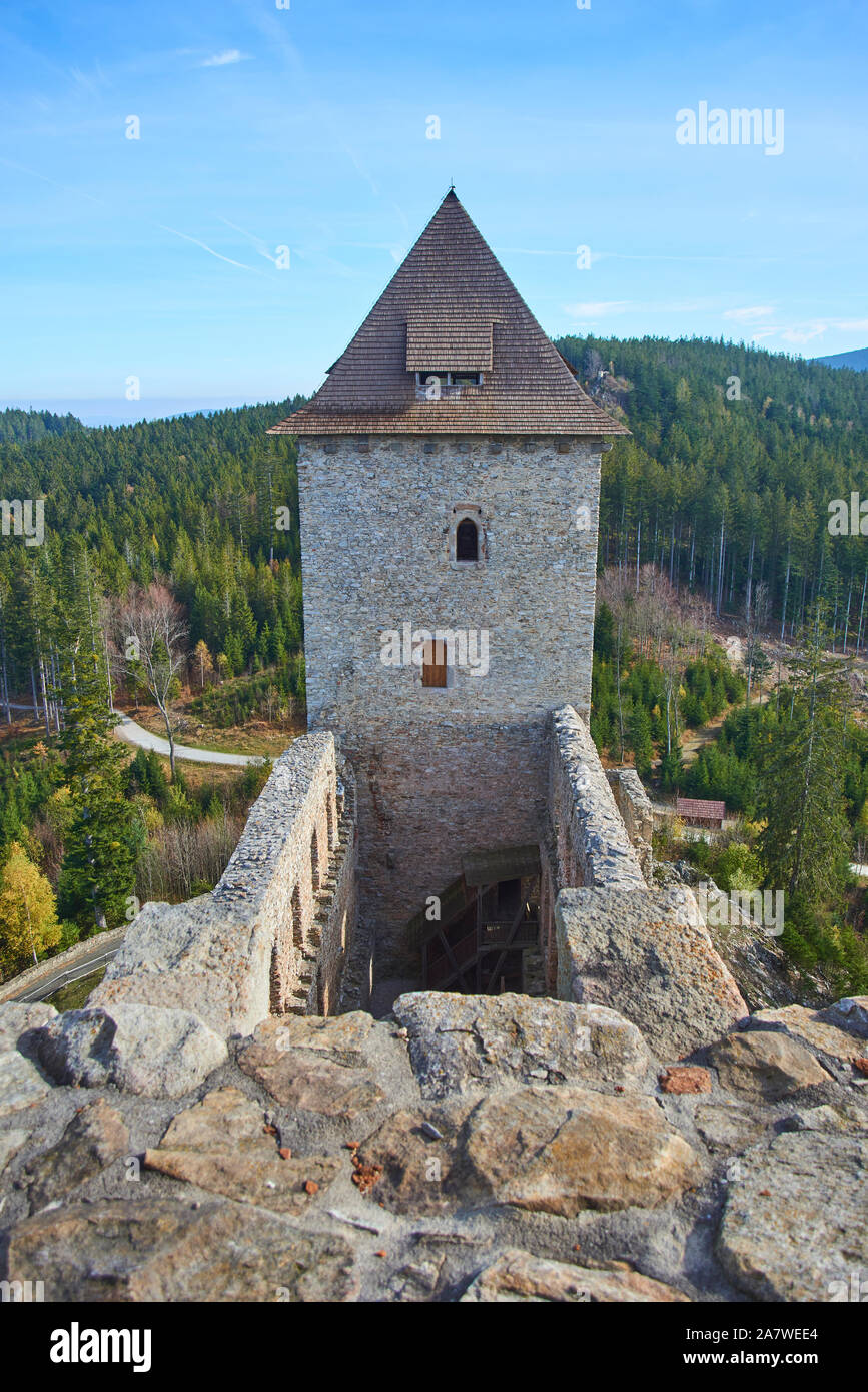 Kasperk castle, Sumava National Park (Bohemian forest), Czech Republic ...