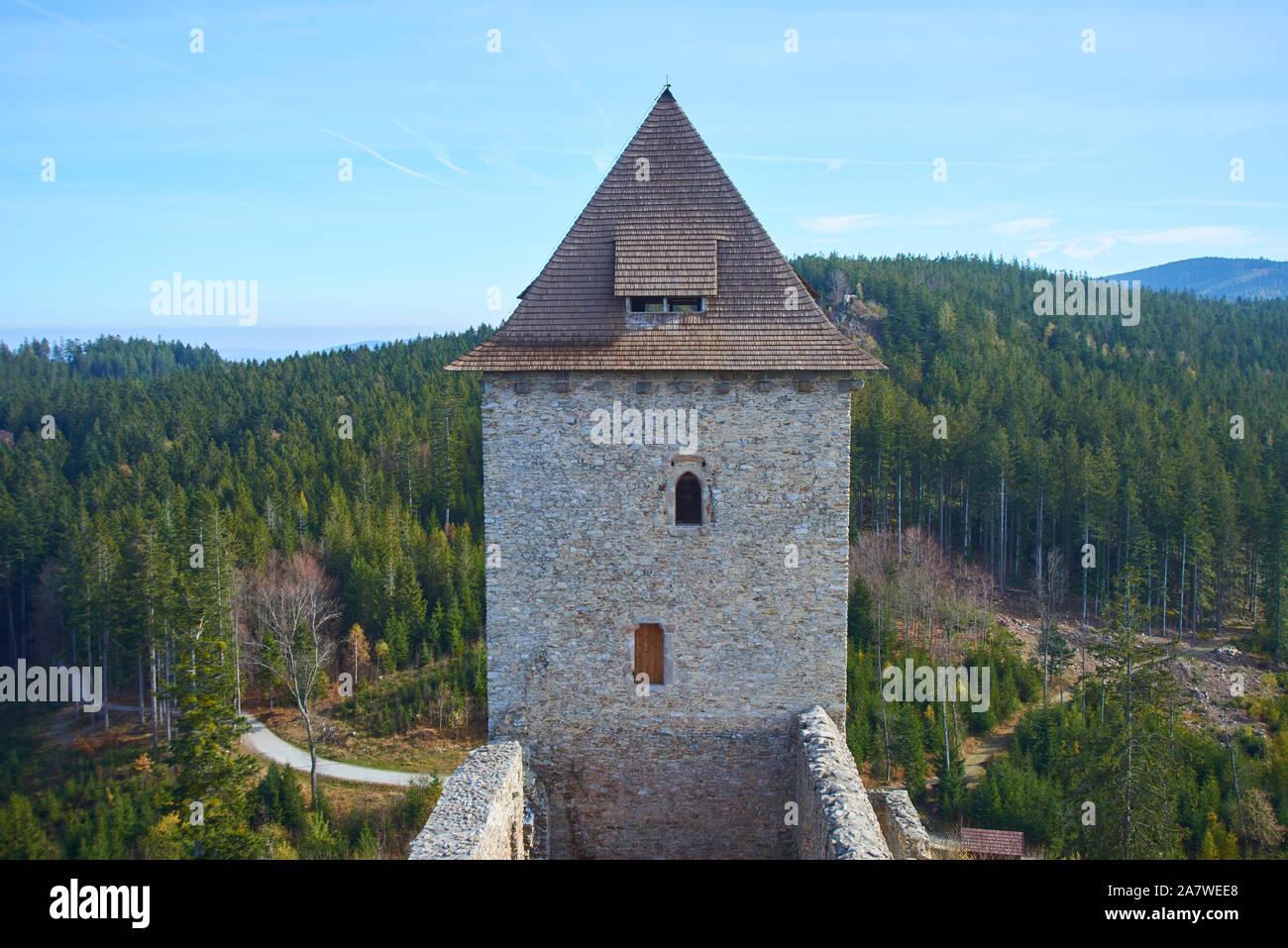 Kasperk castle, Sumava National Park (Bohemian forest), Czech Republic ...