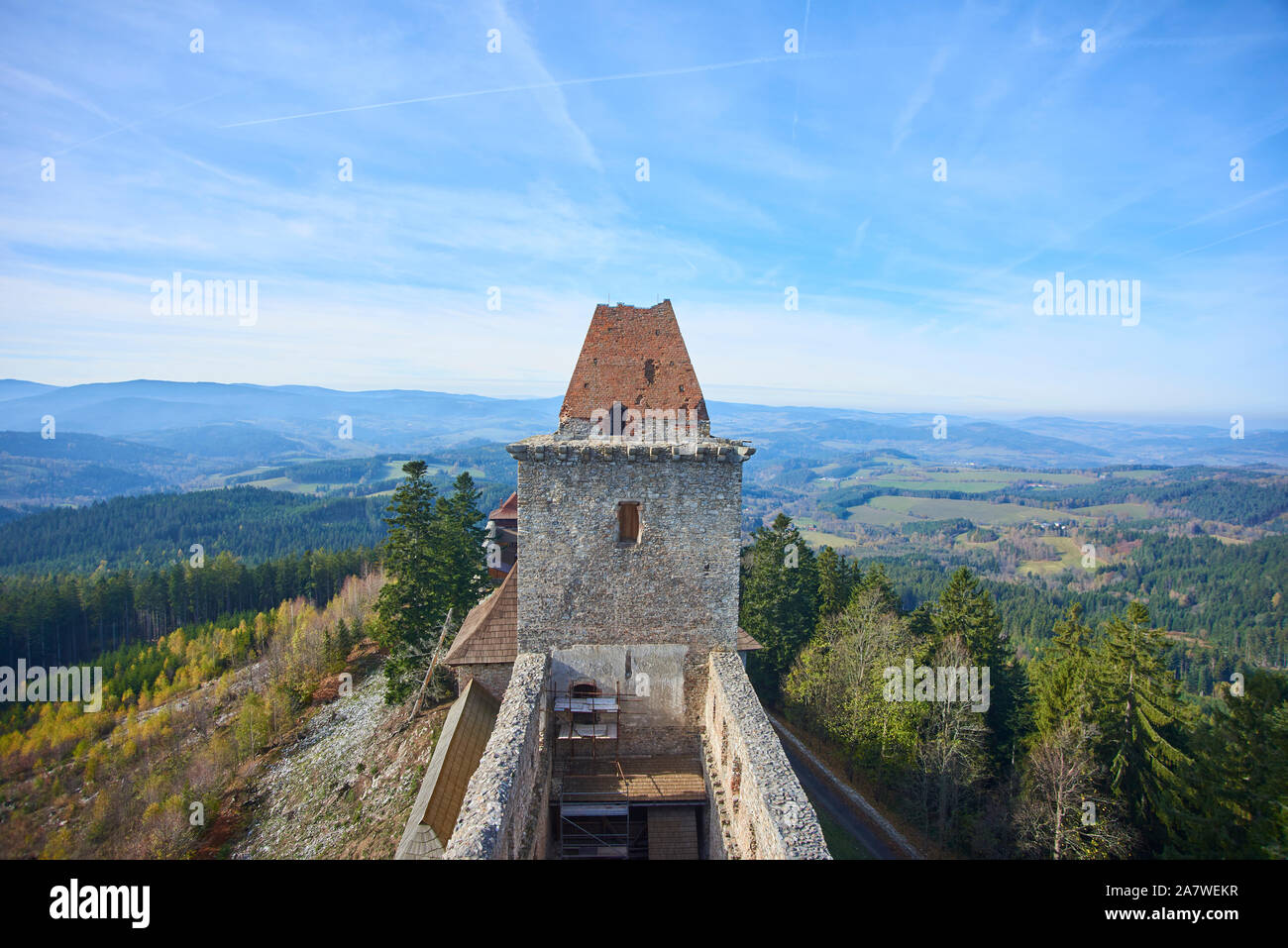 Kasperk castle, Sumava National Park (Bohemian forest), Czech Republic ...