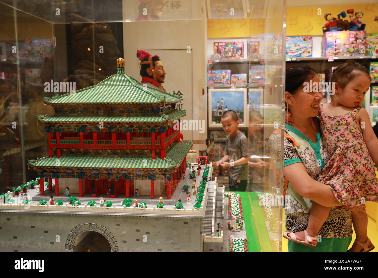 A replica of the Bell Tower made of Lego bricks is displayed at the ...