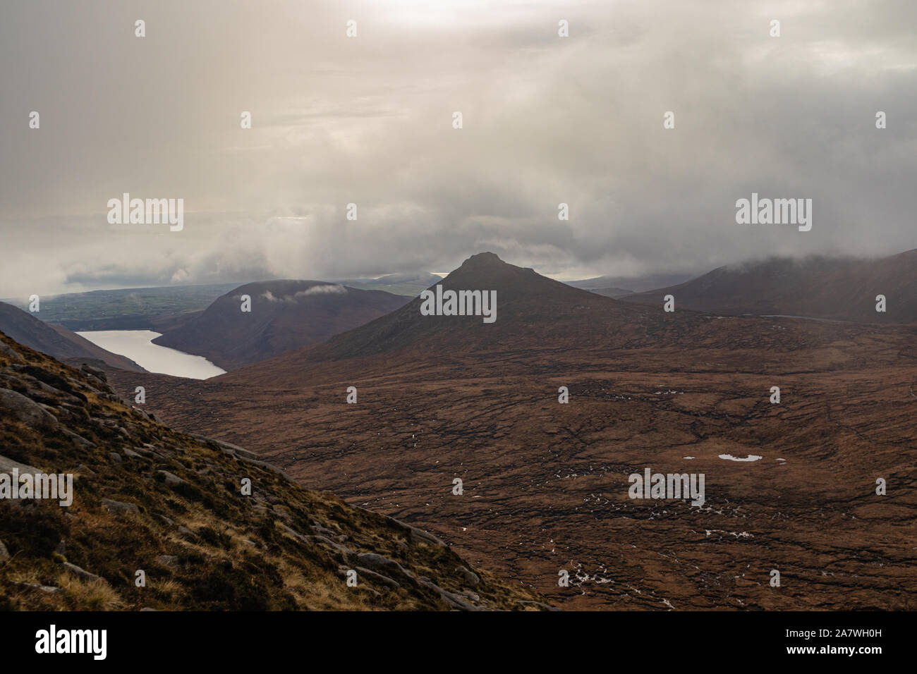 Slieve Doan and the silent valley reservoir in the Mourne mountains ...