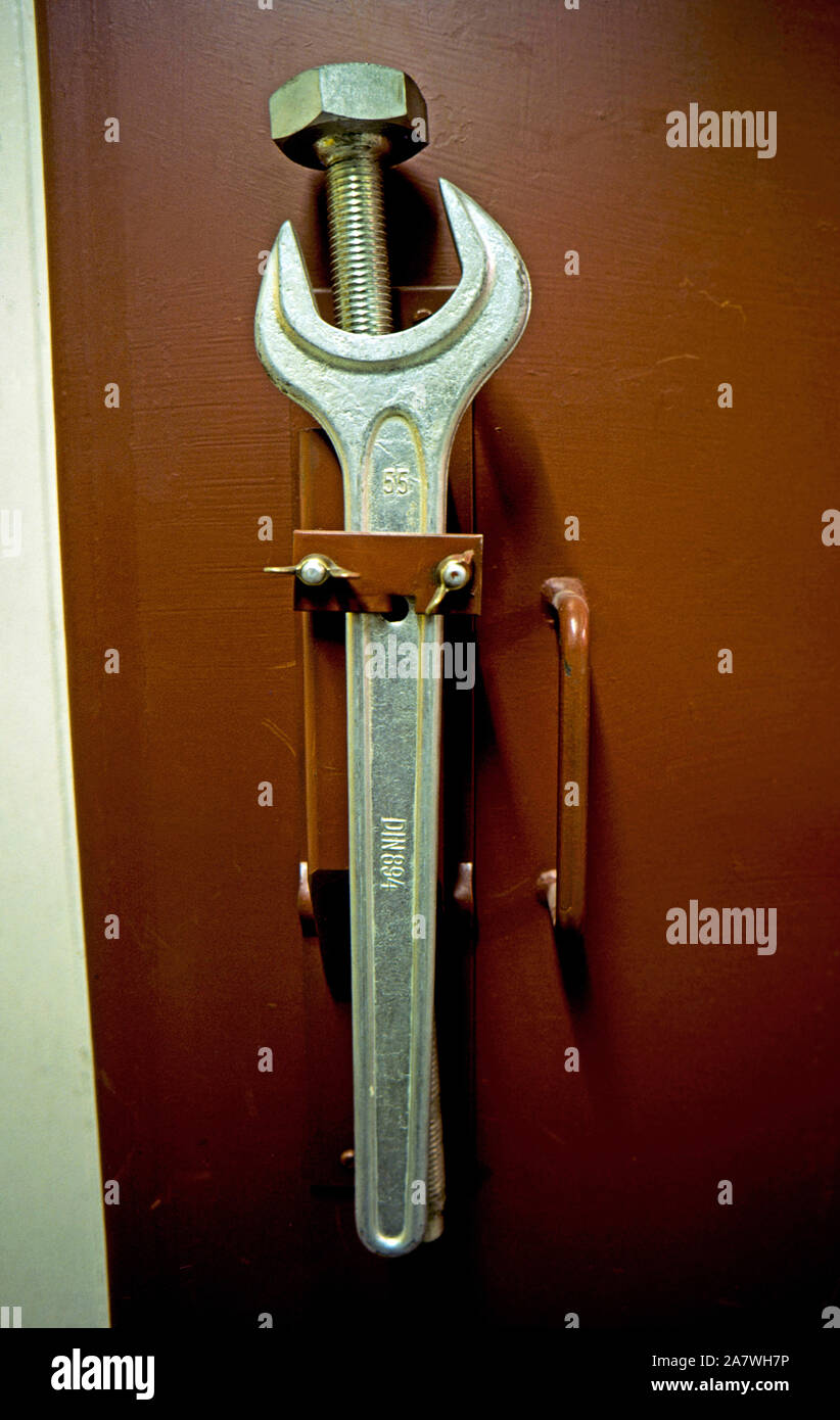 Emergency unlocking spanner to bomb proof steel doors in a suburban ...