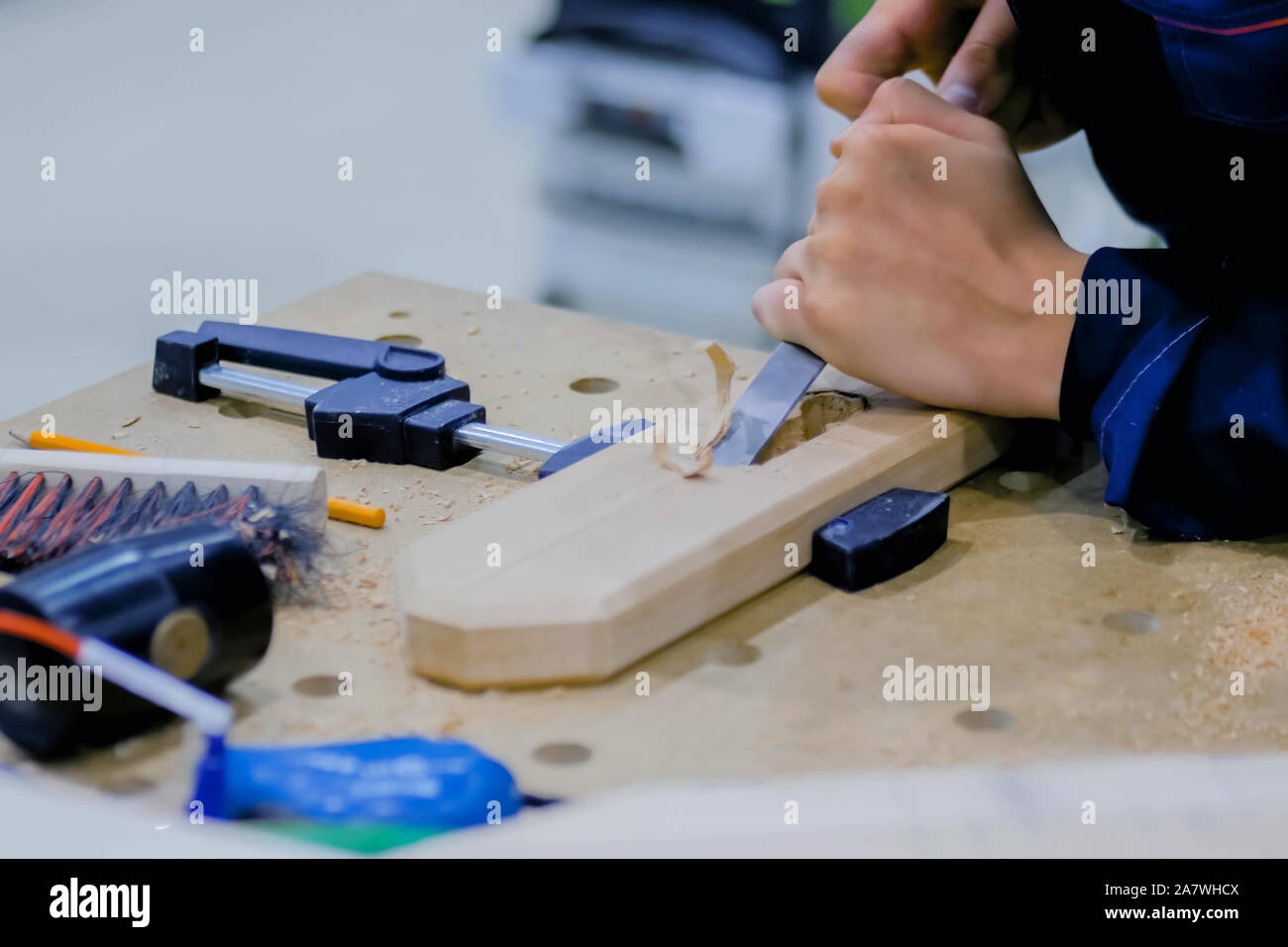 Male using wood chisel hi-res stock photography and images - Alamy