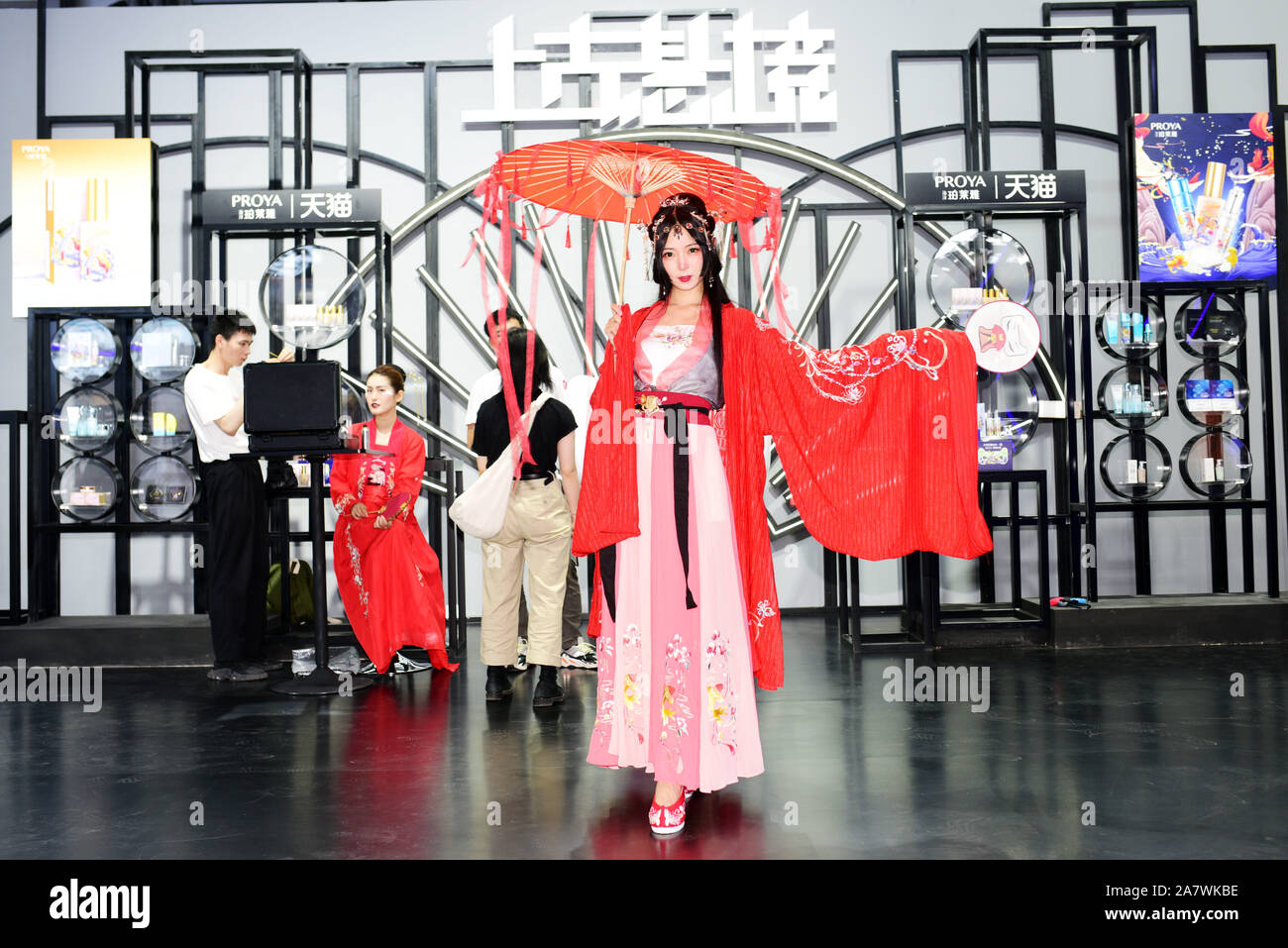 A Chinese showgirl poses during the 17th China Digital Entertainment ...