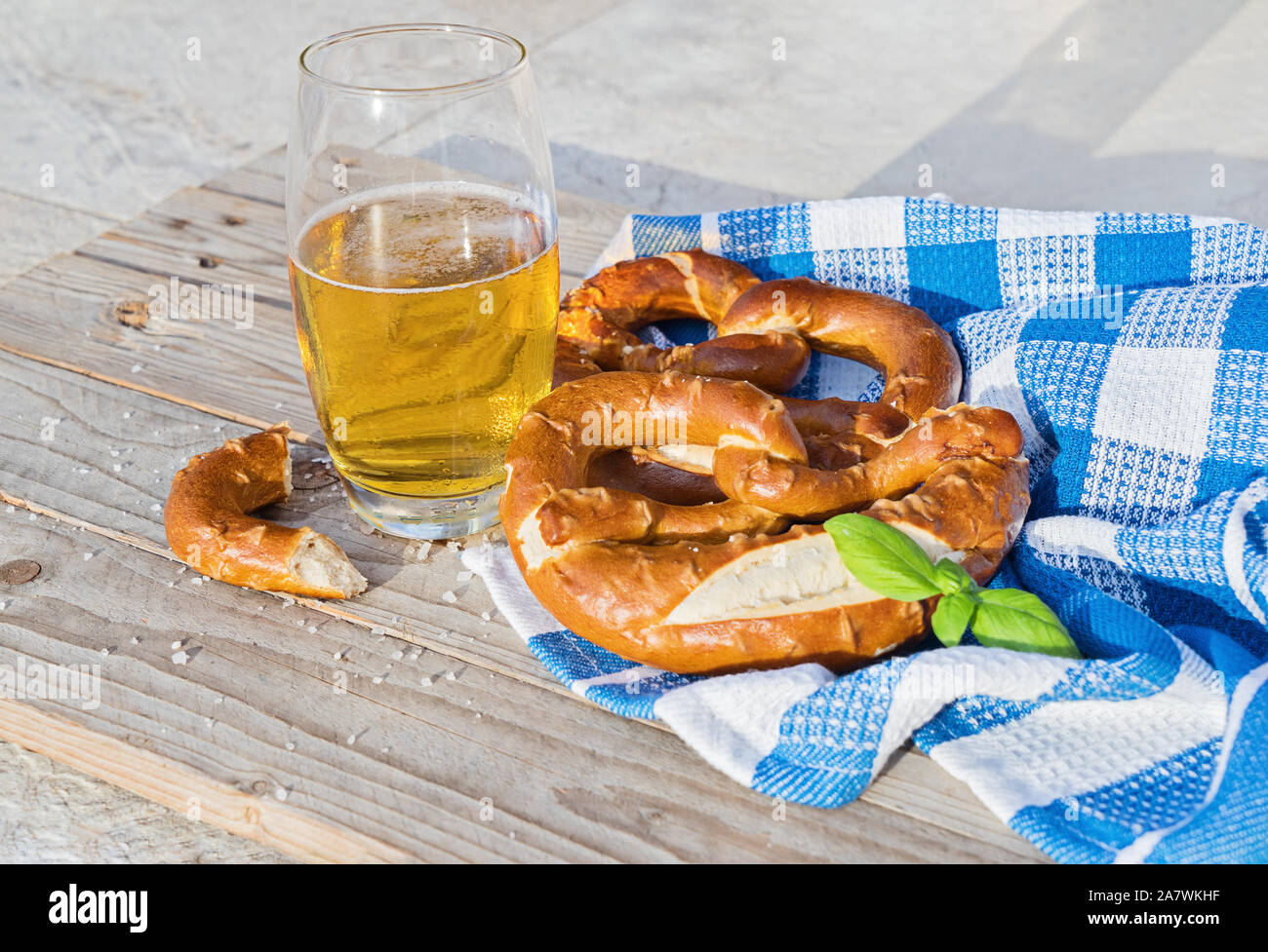 Brezel is traditional bavarian food. Salted pretzel is traditional ...