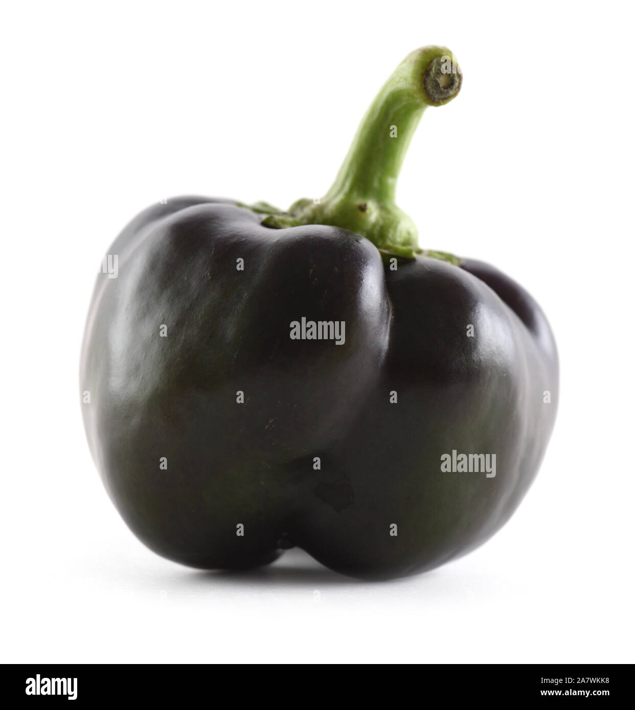 Heirloom bell pepper of unusual black color isolated on white ...