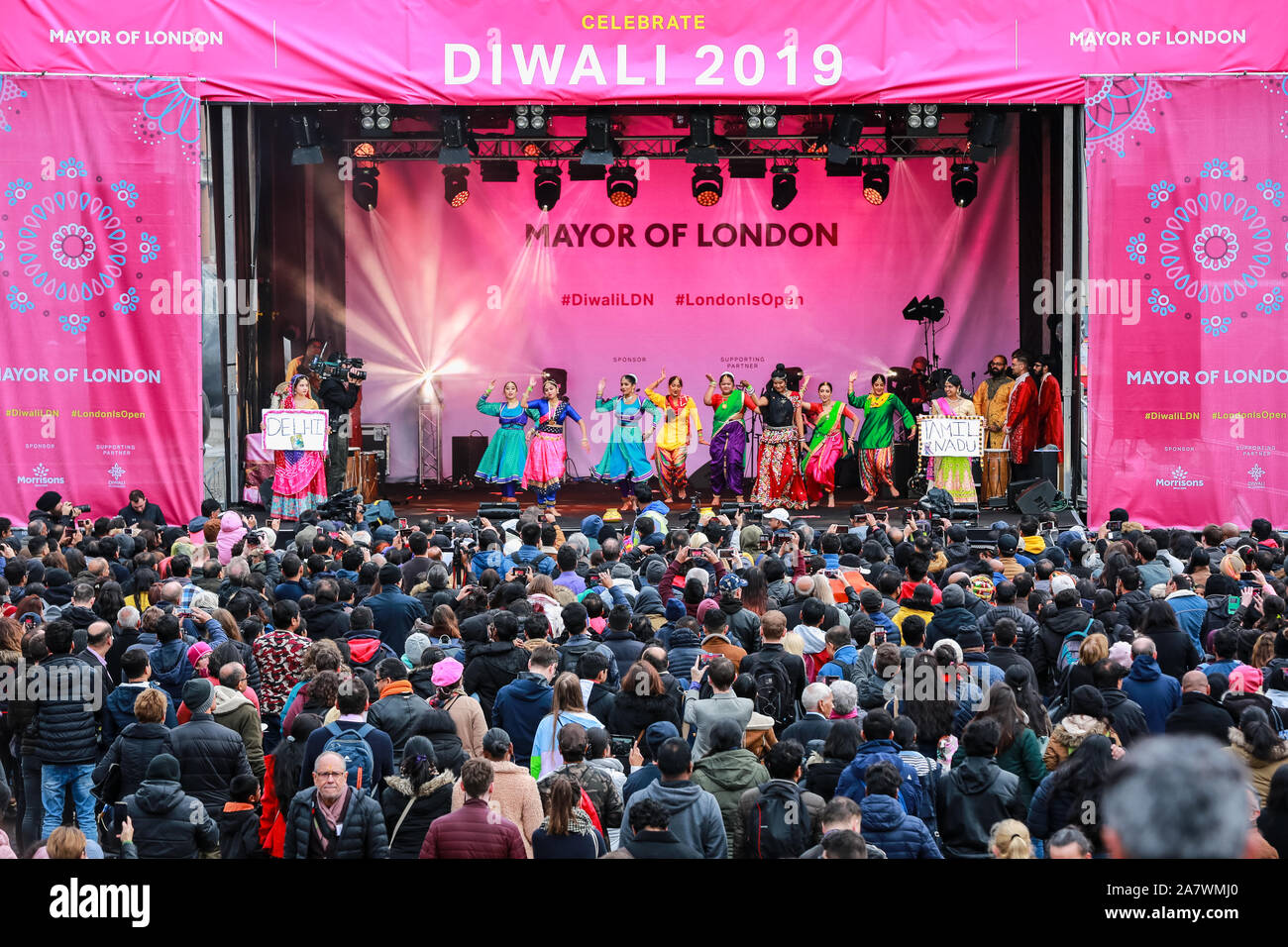 London, UK. 03 Nov 2019. The Diwali celebration in Trafalgar Square ...