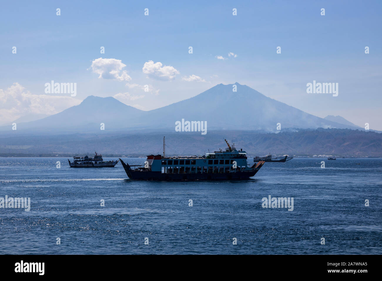 Ferries in the Bali Strait between the ports of Ketapang in Java and ...