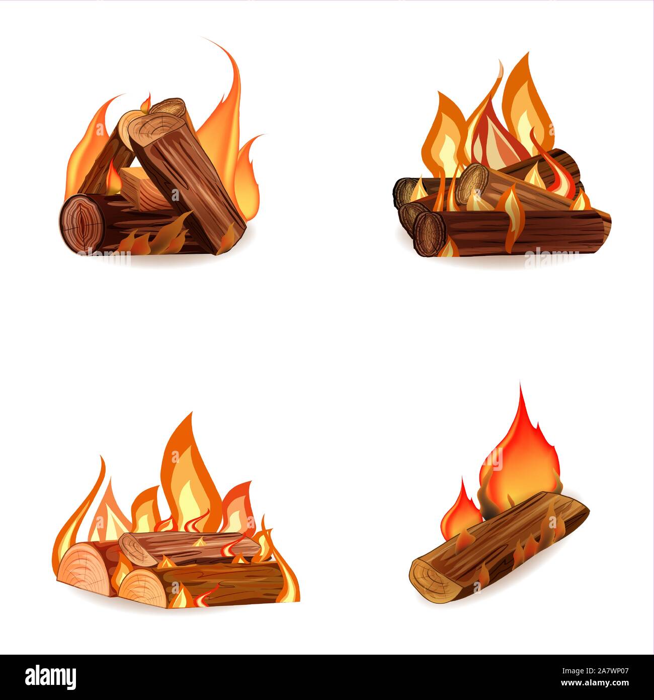 Vector Cartoon Style Illustration Of Bonfire Burning Woodpile Stock