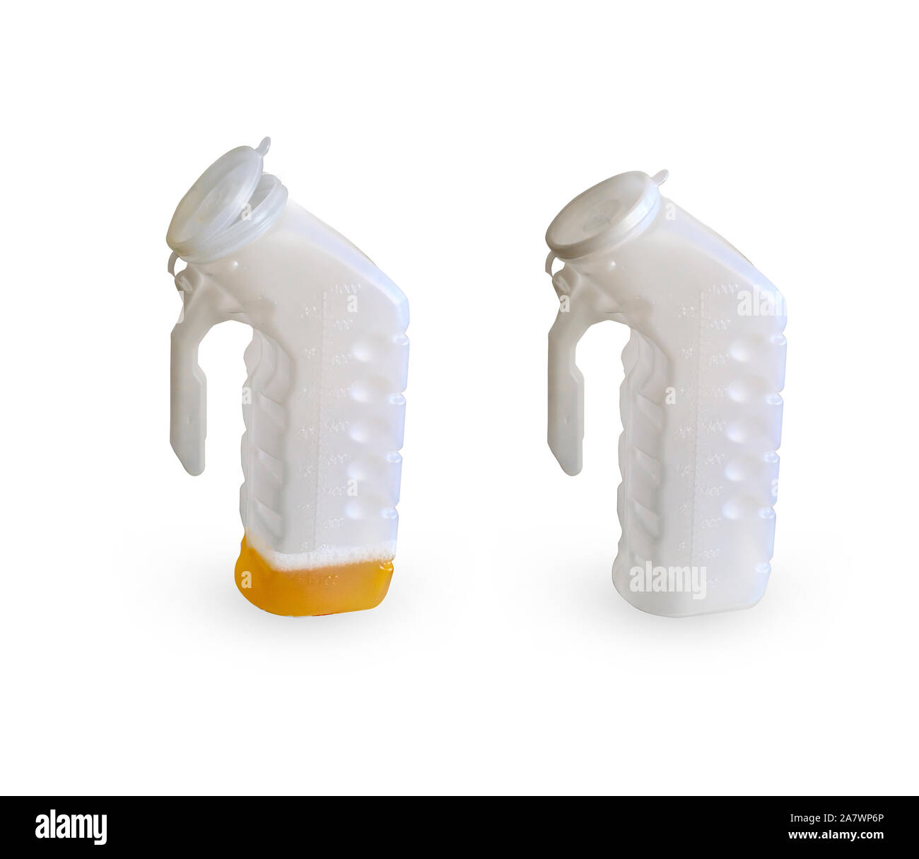 A hospital white plastic urinal isolated over a white background ...