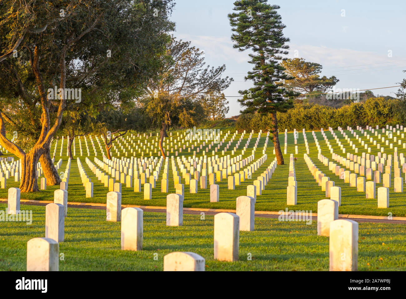 Sunrise at Fort Rosecrans National Cemetery. San Diego, California, USA ...
