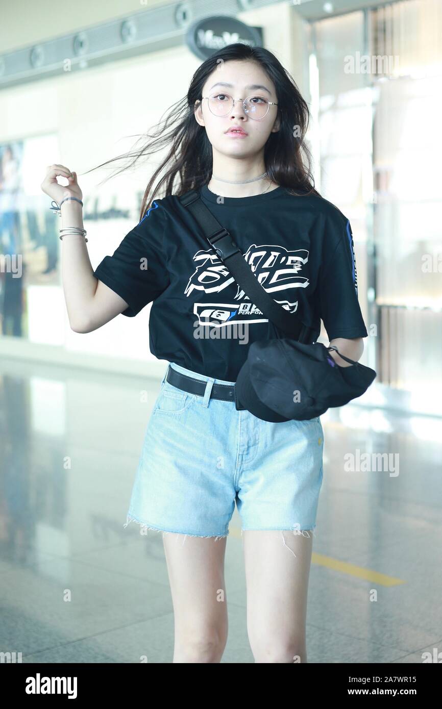 Chinese actress Jelly Lin or Jelly Lin arrives at the Beijing Capital ...