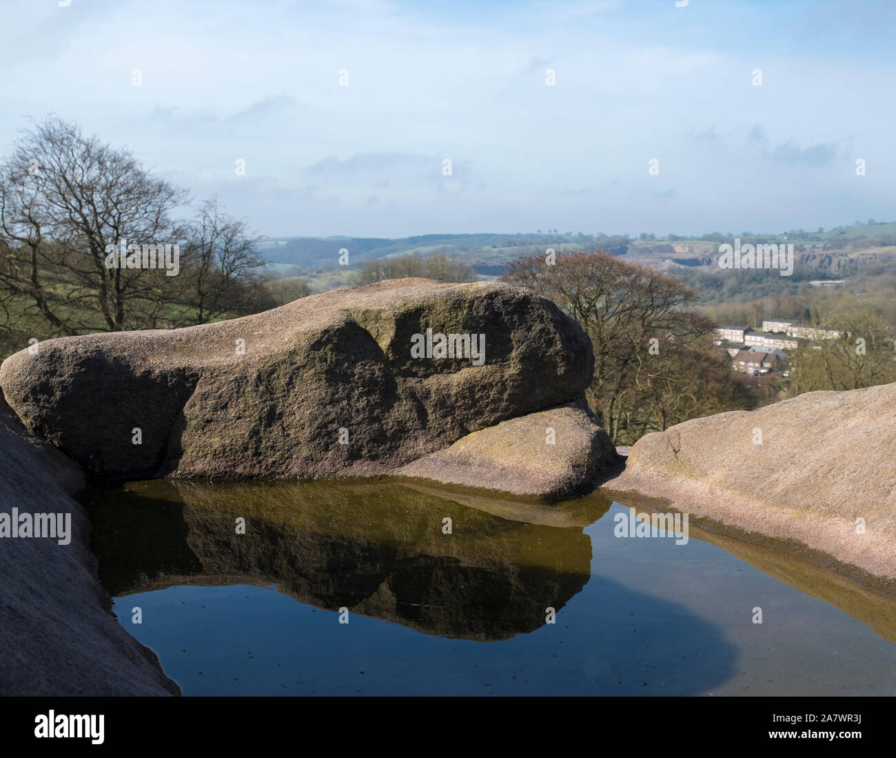 Rock pool high up in the Derbyshire Peak District, UK Stock Photo - Alamy