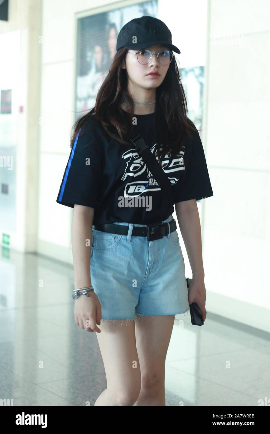Chinese actress Jelly Lin or Jelly Lin arrives at the Beijing Capital ...