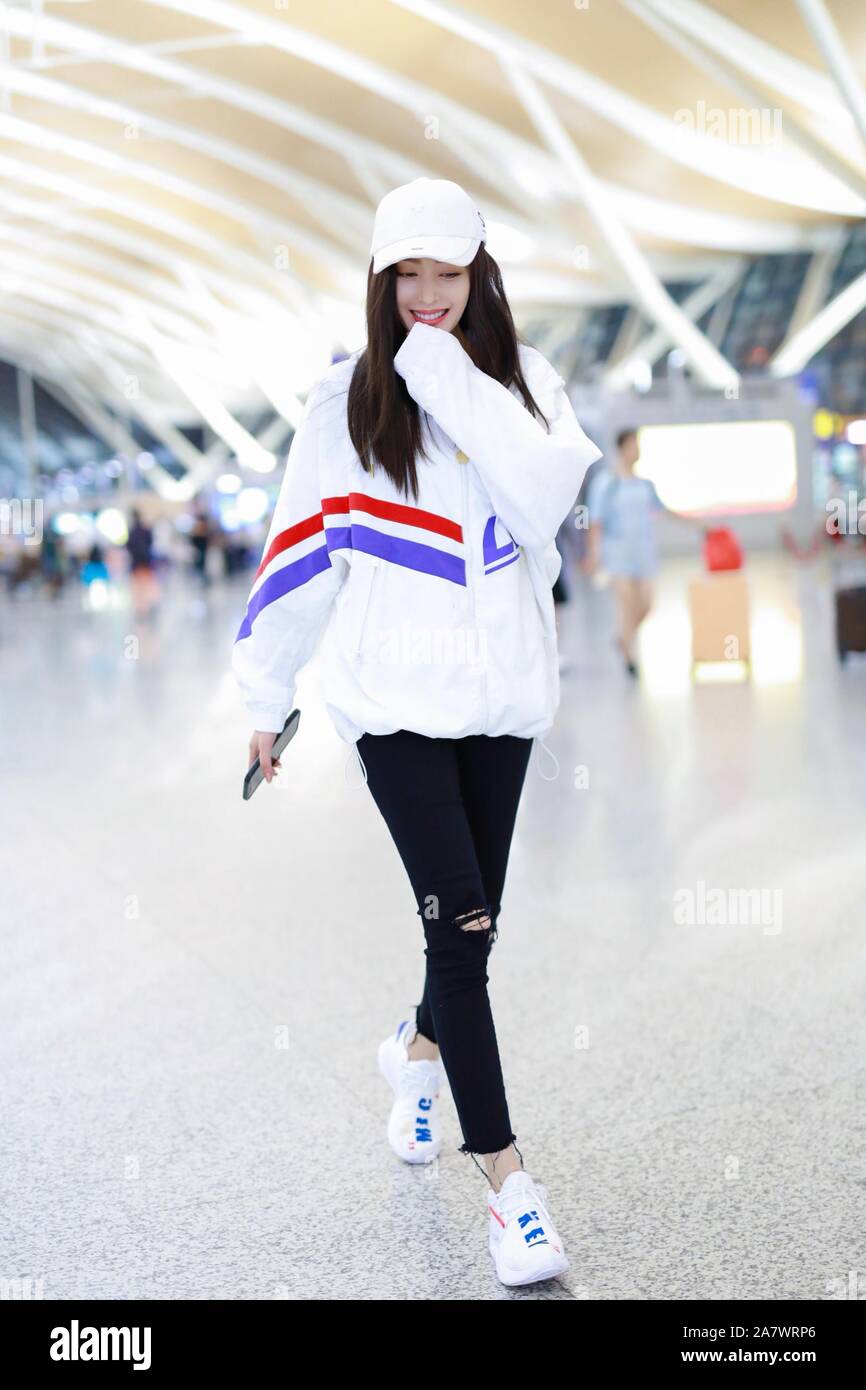 Chinese actress Crystal Zhang or Zhang Tian'ai arrives at the Shanghai ...