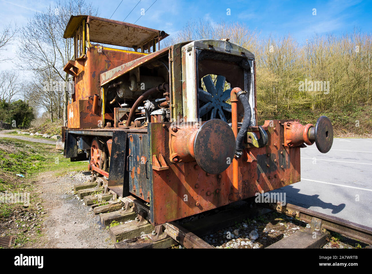 Old abandoned rusty quarry locomotive Stock Photo - Alamy