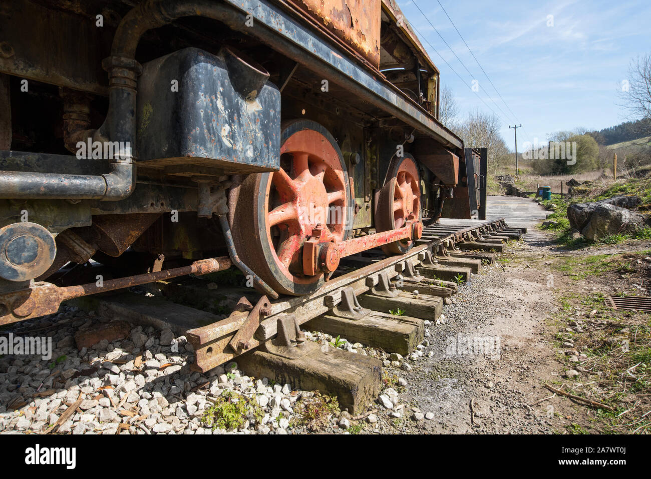Old abandoned rusty quarry locomotive Stock Photo - Alamy