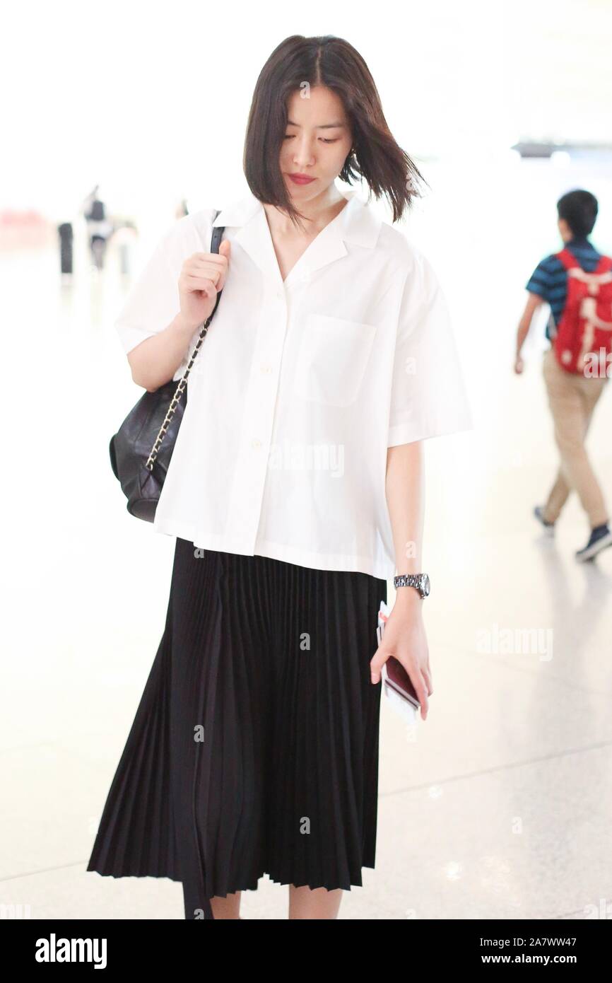 Chinese supermodel Liu Wen arrives at the Beijing Capital International ...