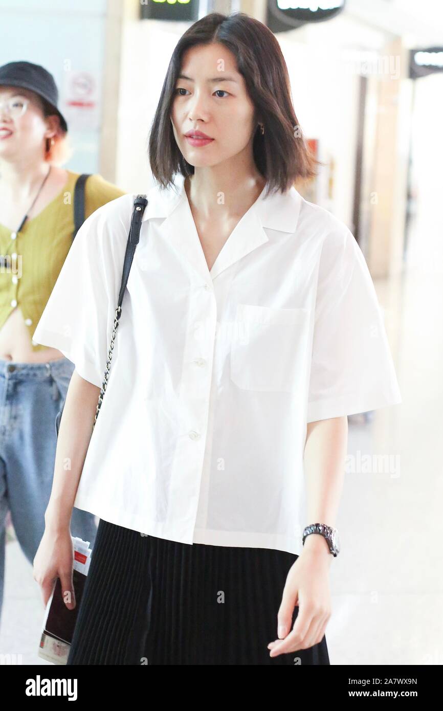 Chinese supermodel Liu Wen arrives at the Beijing Capital International ...