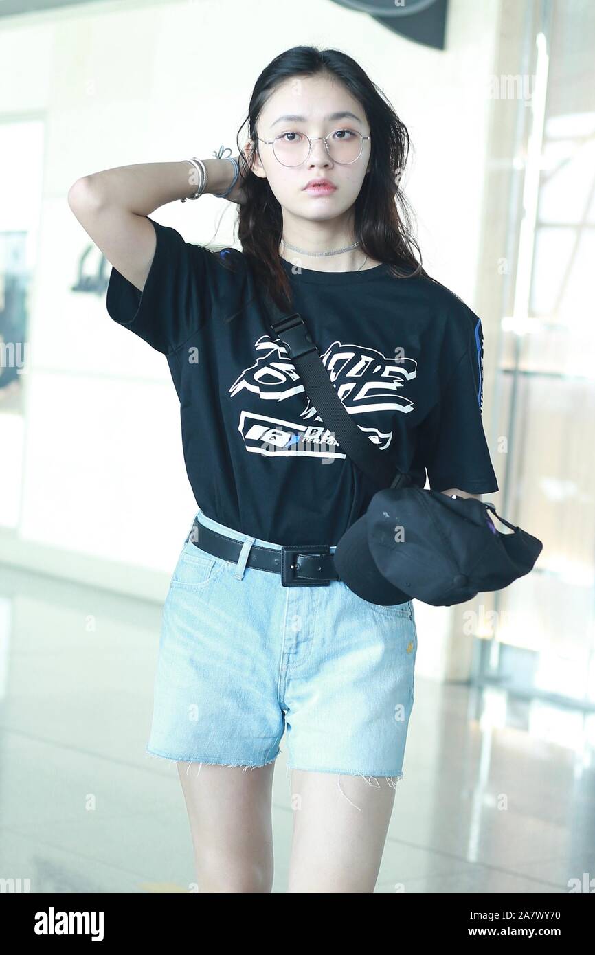 Chinese actress Jelly Lin or Jelly Lin arrives at the Beijing Capital ...