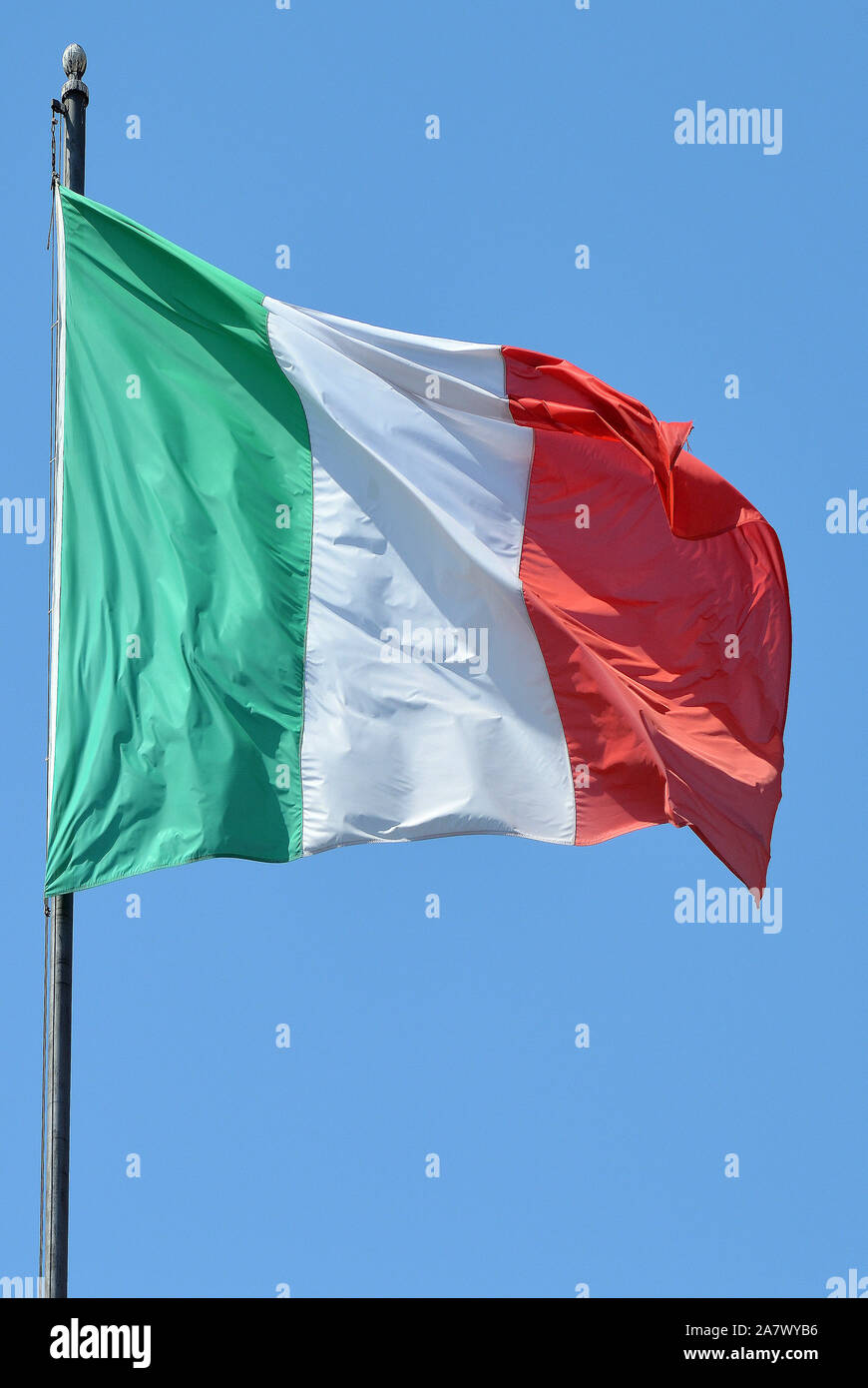 Italian national flag in the government district of Rome - Italy Stock ...