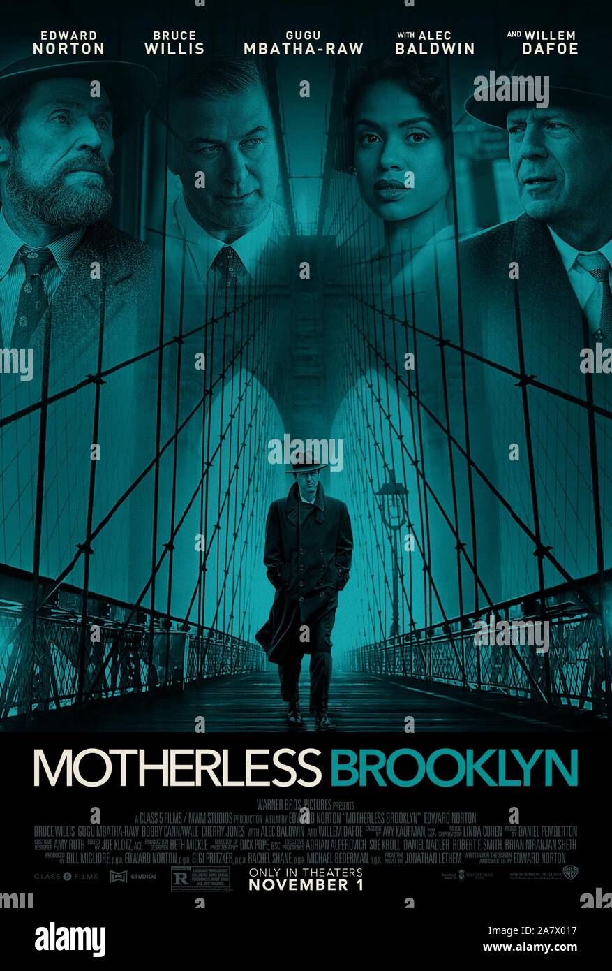 MOTHERLESS BROOKLYN, US poster, top from left: Willem Dafoe, Alec ...