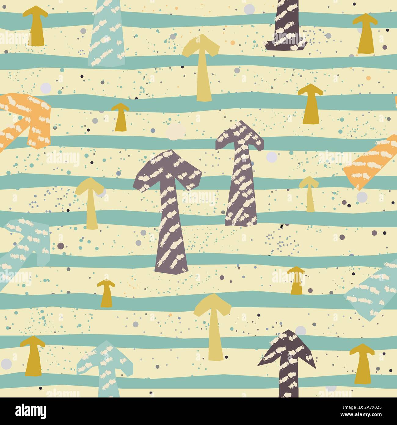 Childish Seamless Texture with Arrows. Hand Drawn Design With Brush ...