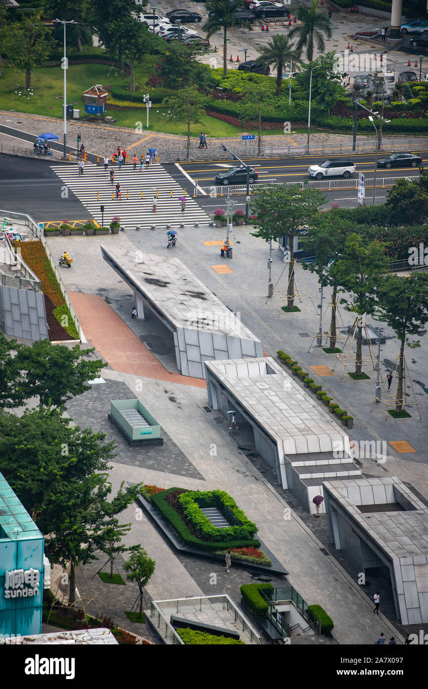An aerial view of the huge complex of buildings of Huaqiangbei, which ...