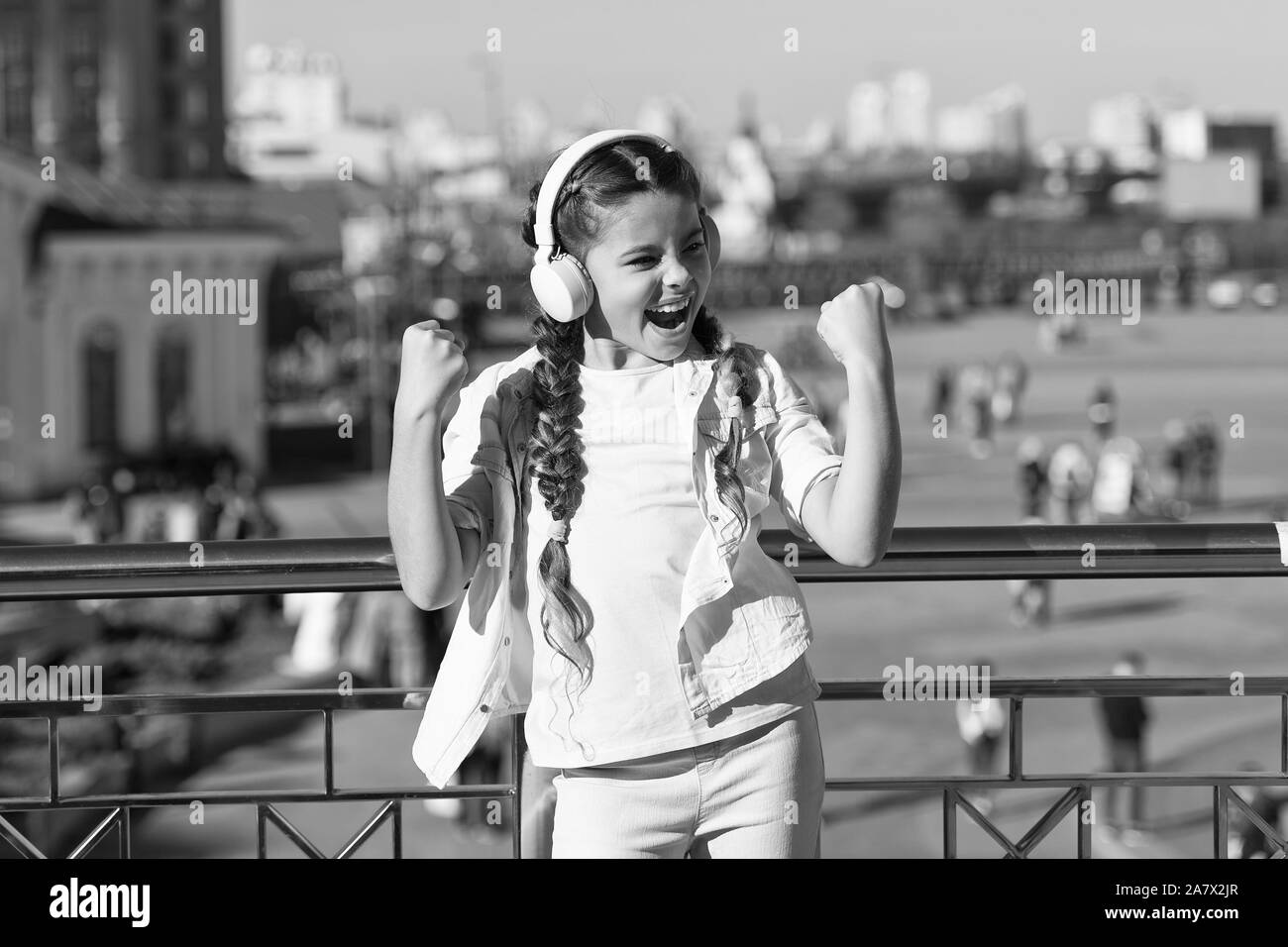 I aint nothing but a winner. Happy small child shouting and making ...