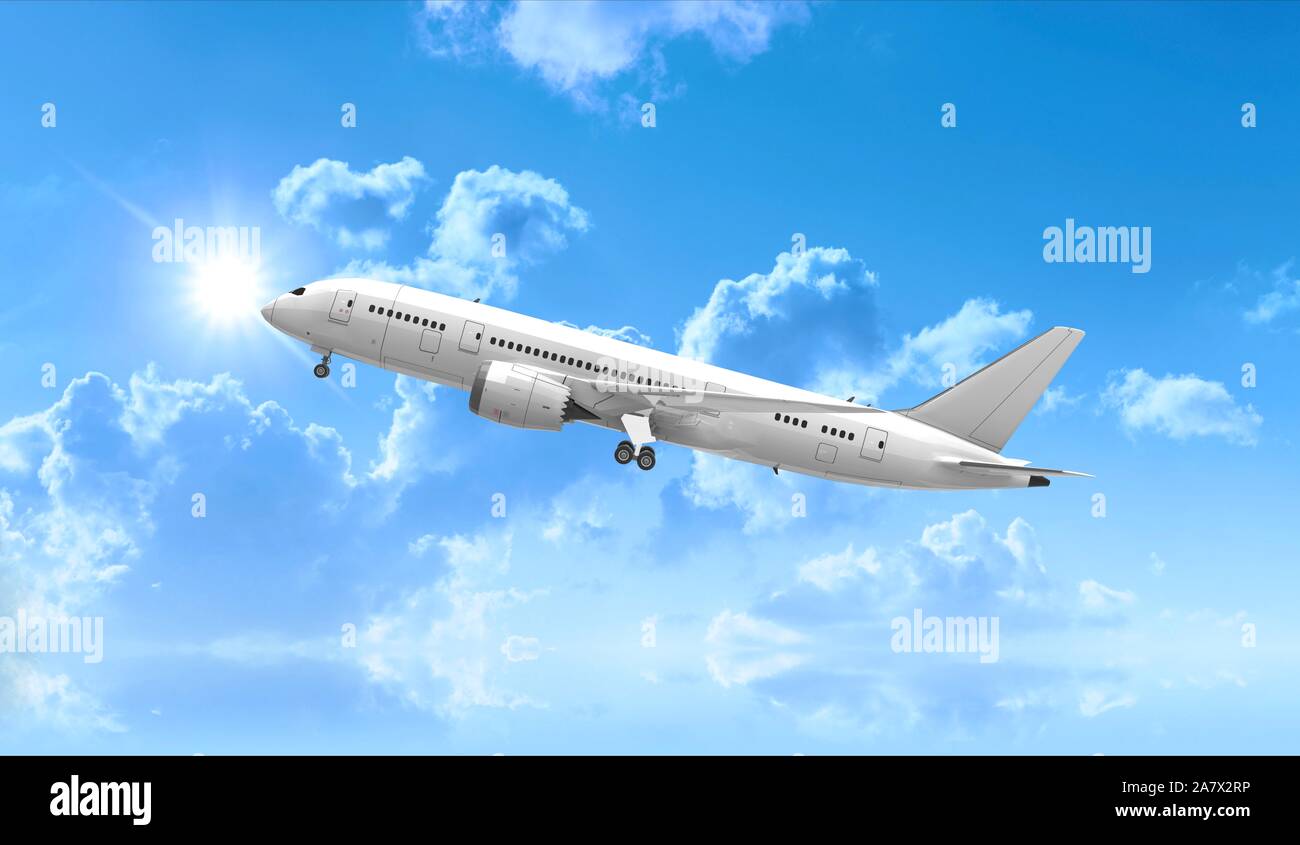 Airplane isolated on Sky 3D Rendering Stock Photo - Alamy