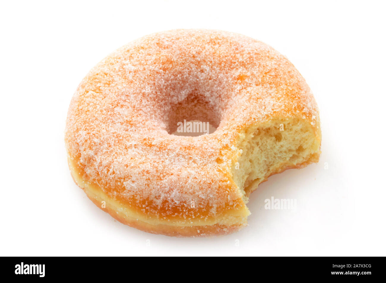 Plain Doughnut With A Bite Missing Isolated On White Stock Photo - Alamy
