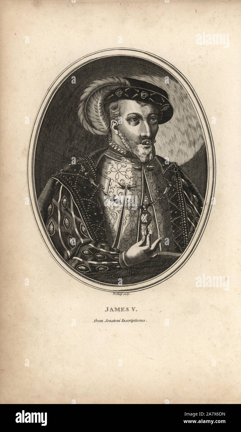 King James V of Scotland, 1512-1542, from a portrait in J. Jonston's ...